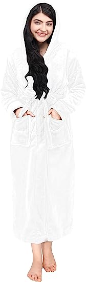 Women Fleece Hooded Bathrobe with Plush Long Robe by NY Threads ...